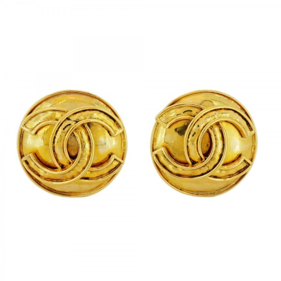 CHANEL | Accessories | Chanel Coco Mark Circle Earrings Gp Plated Gold ...